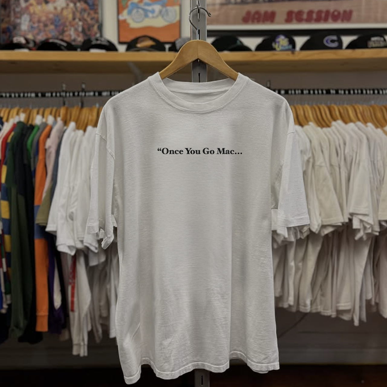 Rare Apple Once You Go Mac Washed White Tee – Strike Anywhere Vintage