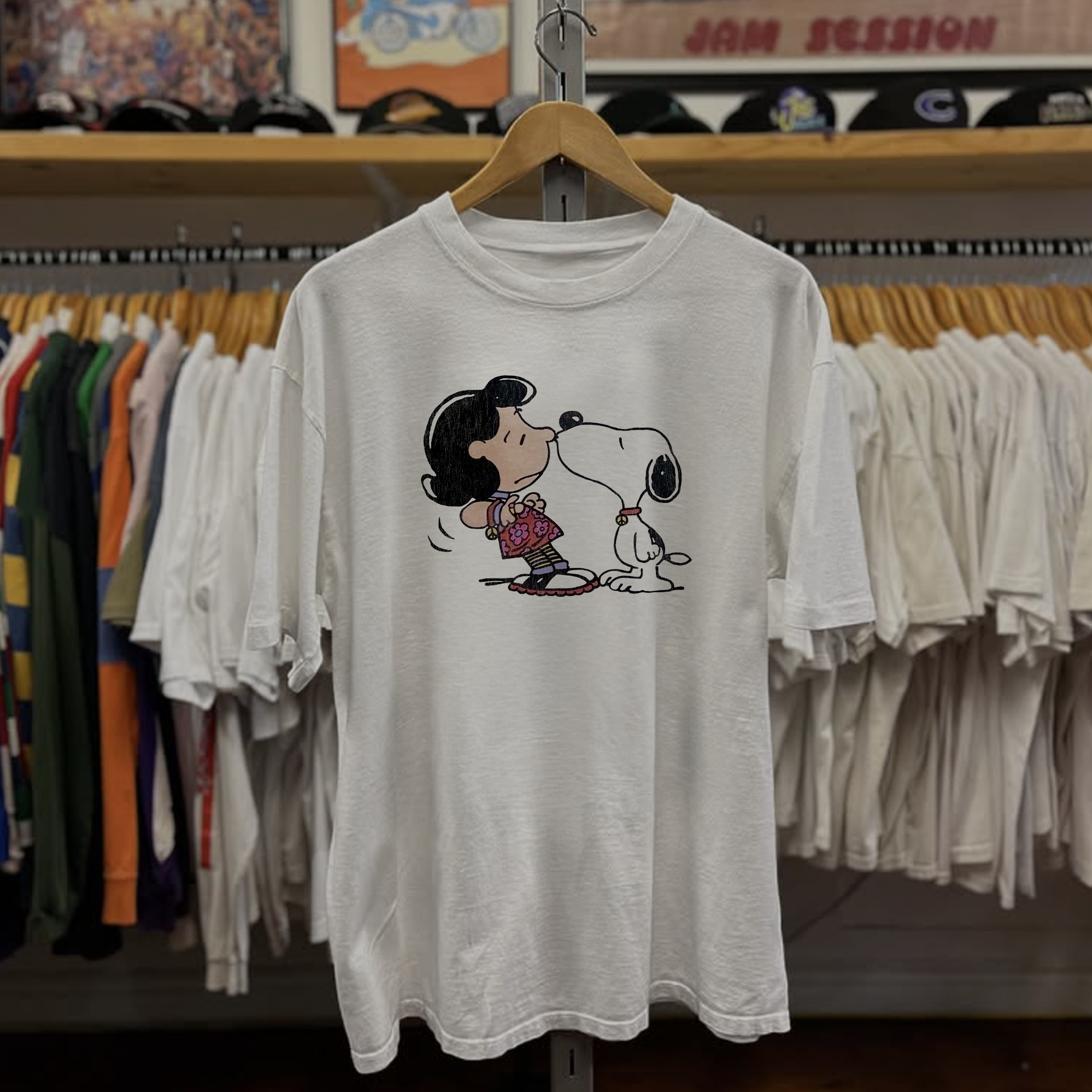 Rare Snoopy Love Is In The Air Washed White Tee – Strike Anywhere Vintage