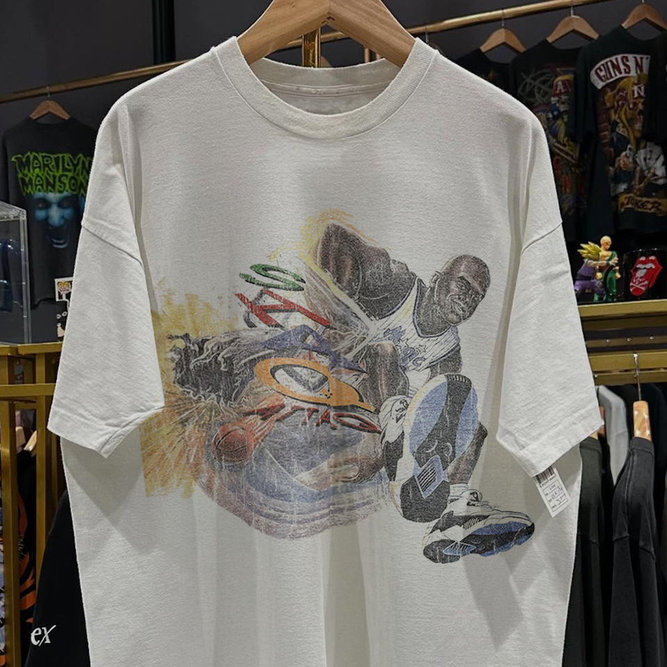 90s SHAQ ATTAQ RARE WASHED WHITE T-SHIRT – Strike Anywhere Vintage