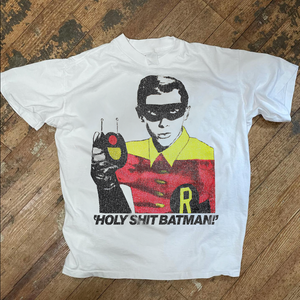 HOLY SH*T BATMAN - 80'S -90'S RARE VINTAGE WHITE T-SHIRT