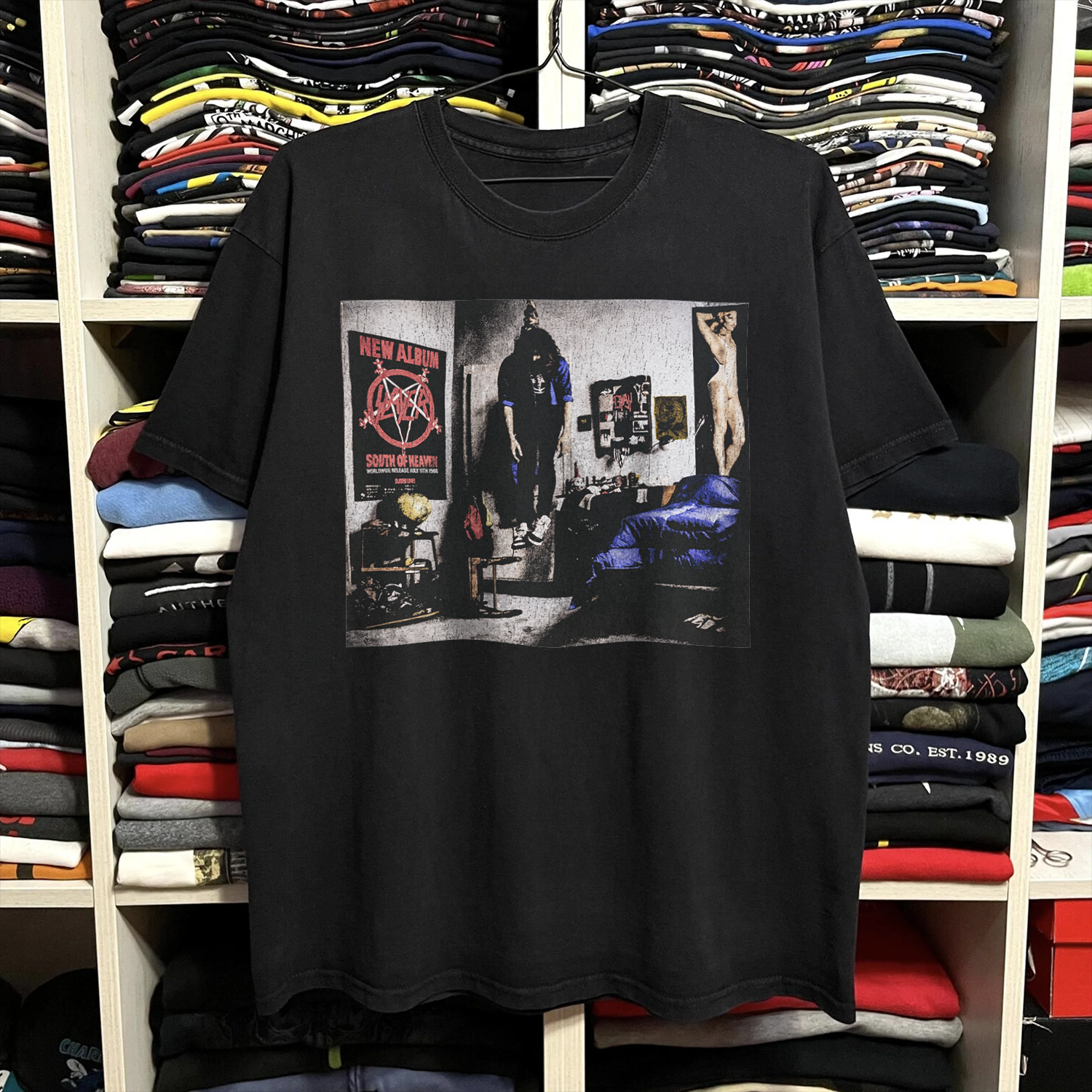 1988 Slayer 'Mandatory Suicide' Vintage Washed Black Promo Tee – Strike ...