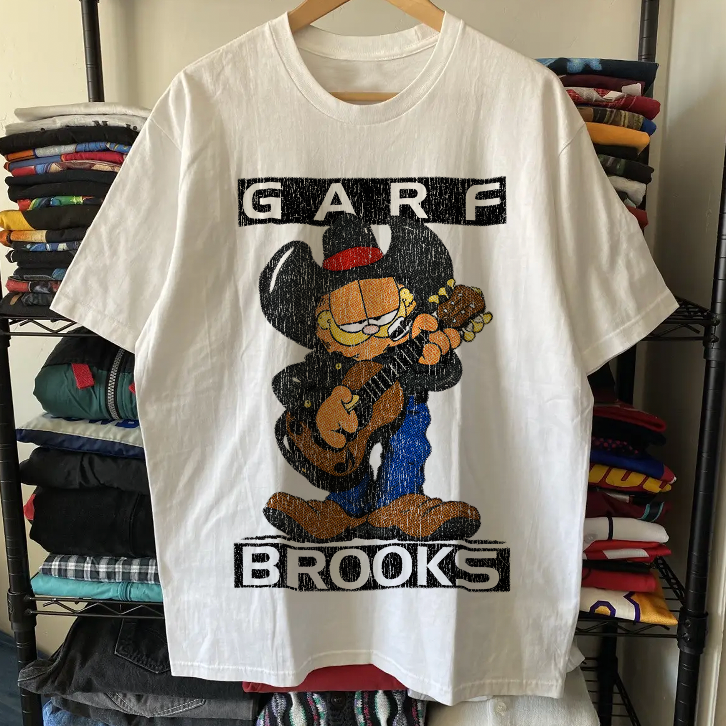 Garf Brooks Washed White Tee – Strike Anywhere Vintage
